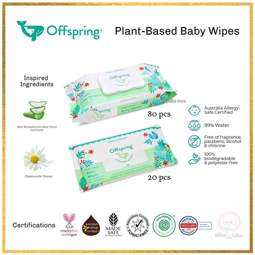 Offspring Plant-Based Baby Wipes ( 20pcs / 80pcs ) | Shopee Malaysia