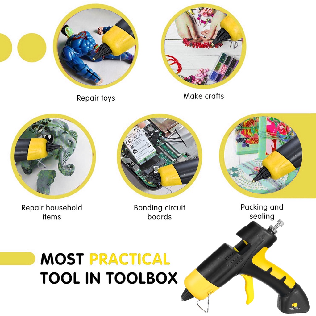 3.7V 580W Rechargeable Cordless Hot Melt Glue Guns 5000 mAh Lithium ...
