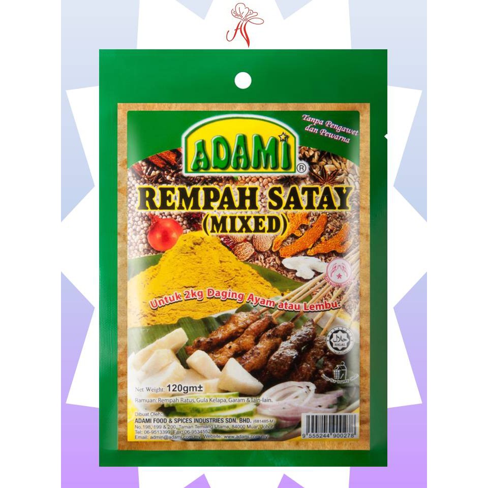 ADAMI REMPAH SATAY (MIXED) 120G |Untuk 2KG Daging Ayam Atau Lembu ...