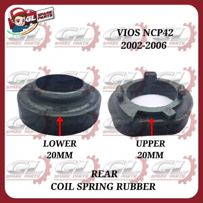 REAR COIL SPRING RUBBER TOYOTA VIOS NCP42 2003-2006 (20MM) UPPER LOWER ...