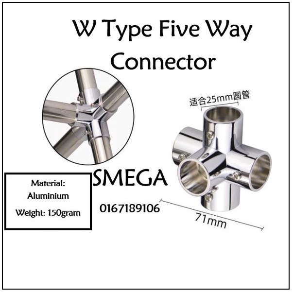 SMEGA Aluminium Round Tube Fitting Joint Connector Penyambung Bracket ...