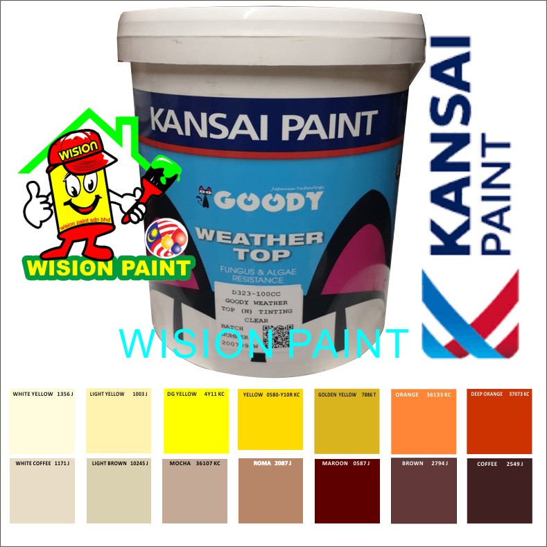 1L ( 1 LITER ) KANSAI PAINT GOODY WEATHER TOP EXTERIOR / FUNGUS & ALGAE ...