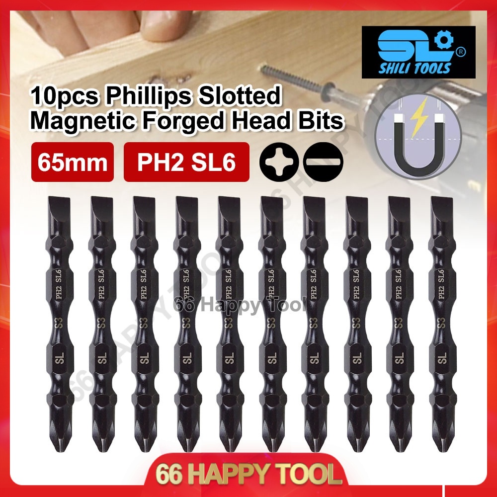 Shili Tools 10pcs Double Head Pneumatic Screwdriver Drill Bit 65mm ...