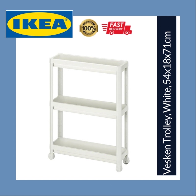 IKEA Vesken Trolley 3 Tiers Rak Rempah Rak slim rak serbaguna troli ...