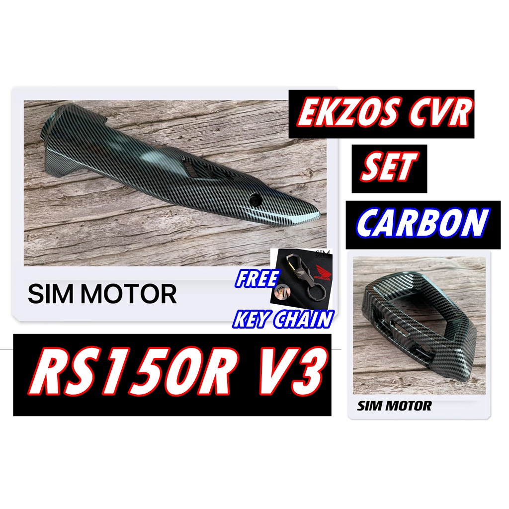 Honda RS150R V3 Ekzos Cover End Cap Carbon Celup / Muffler Cover ...