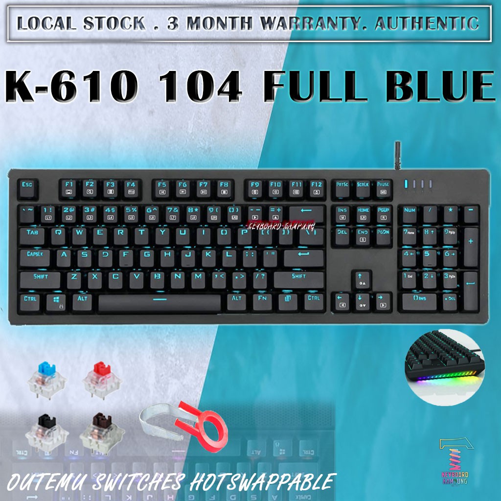 K-610 REAL Mechanical Keyboard Hot-Swappable Full Blue backlit (Full ...