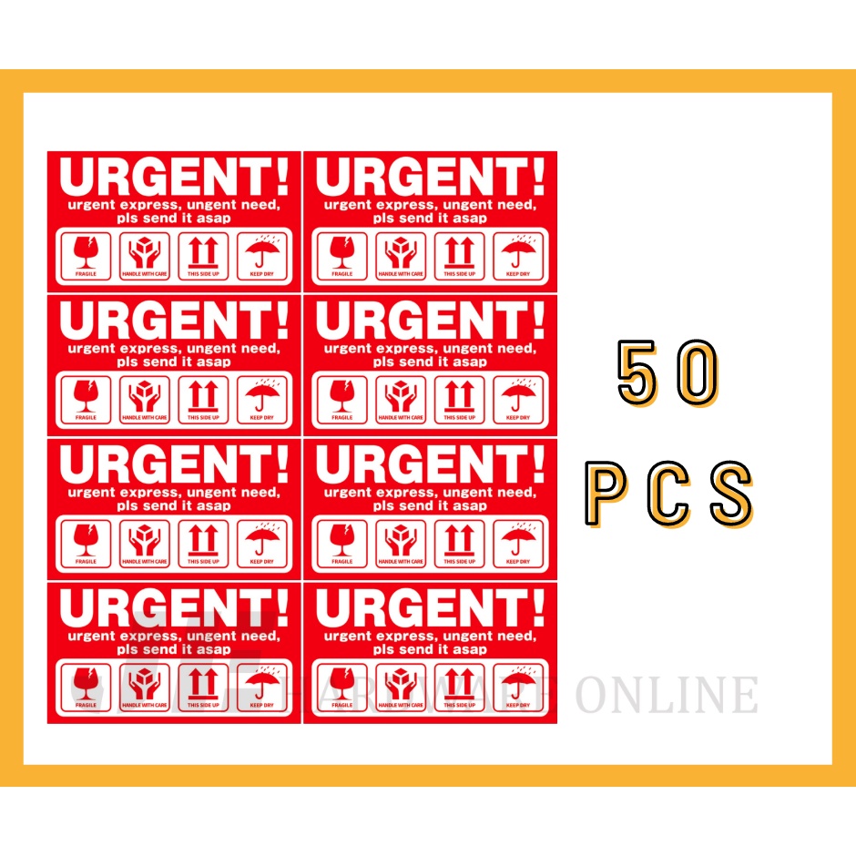 Fragile Sticker / Urgent Sticker 5x9cm (50pcs or 100pcs) Fragile ...
