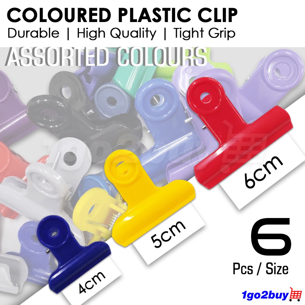 Coloured Plastic Clips Colorful Paper Clip 4cm / 5cm / 6cm ( 6pcs/pack ...