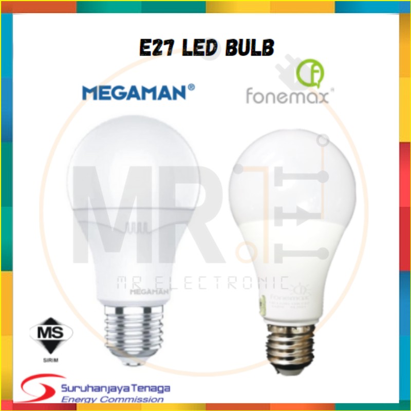 A60 LED BULB E27 FONEMAX/MEGAMAN 10W/13W/15W 6500K DAYLIGHT BULB (SIRIM ...
