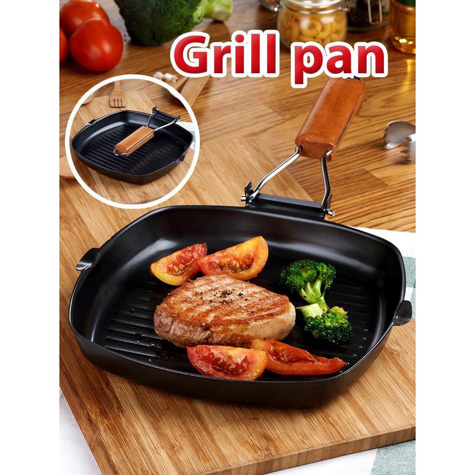 24*24 cm Aluminium Grill Pan Steak Griddle Pan | Shopee Malaysia