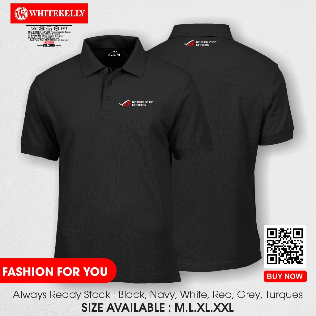 Poloshirt Polo Shirt Collar ROG REPUBLIC OF GAMERS ASUS LOGO -KHARMEN ...