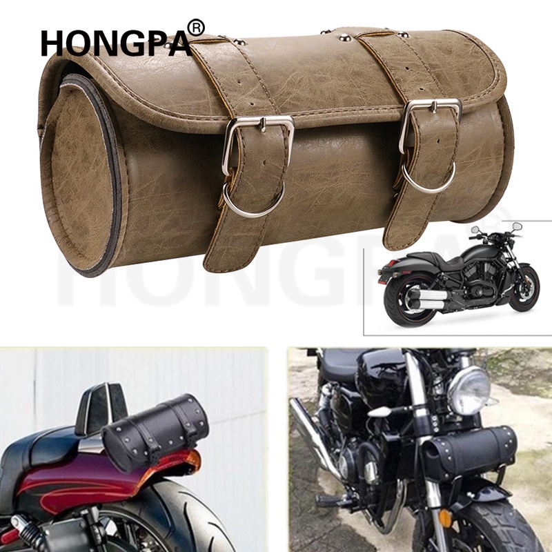 Motorbike Handlebar Bag Handlebar Leather Tool Pouch Roll Barrel Bags ...
