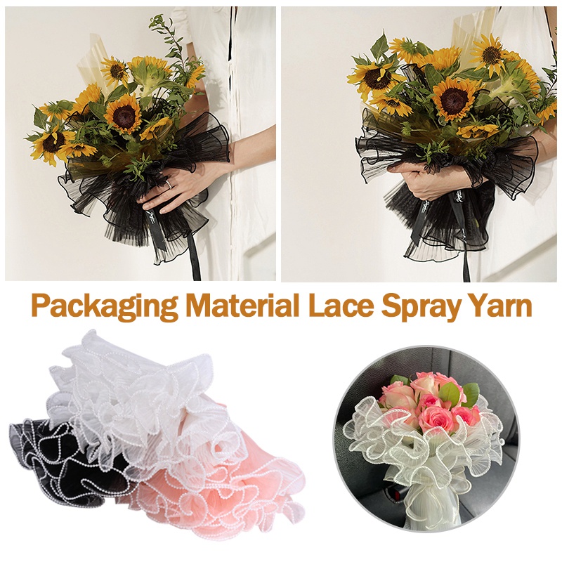 Ready Stock Doorgift Wrapping Korean Wave Yarn Flower Bouquet Packaging