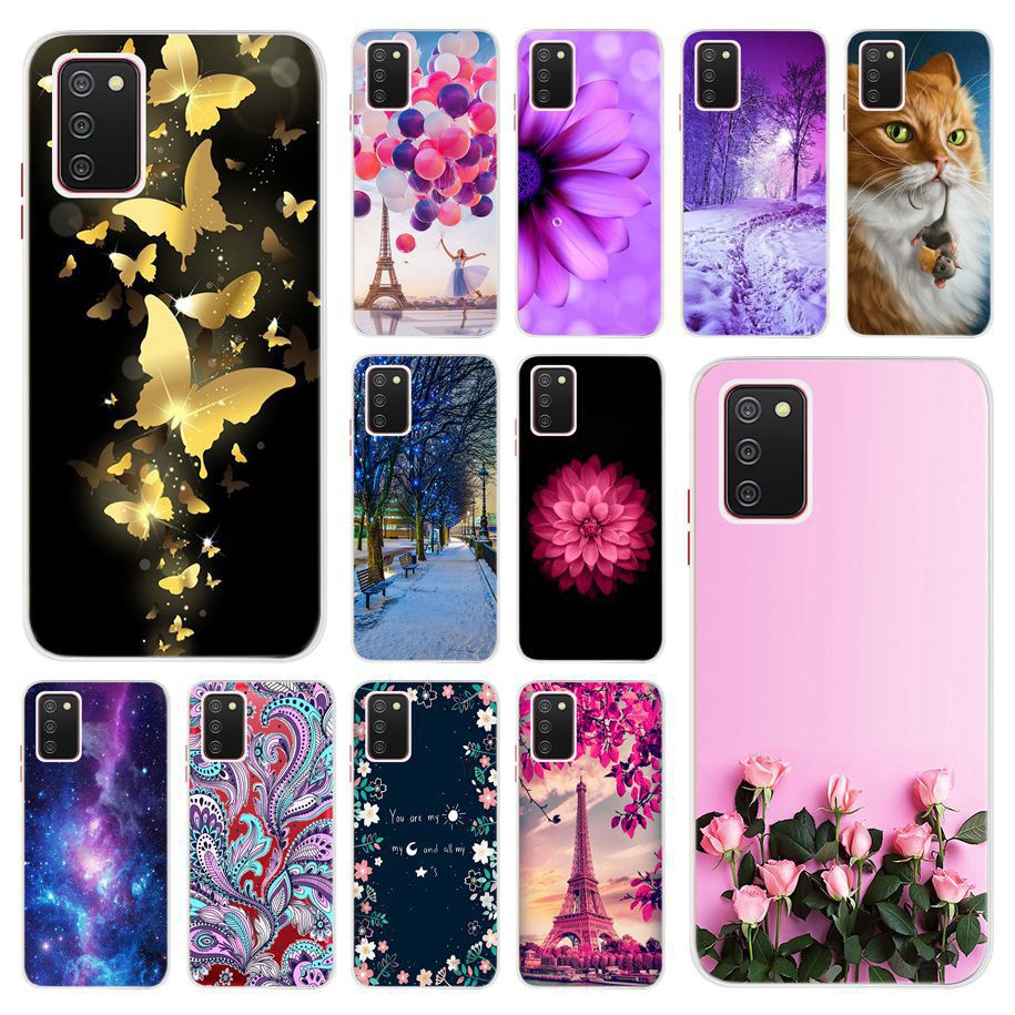 Samsung Galaxy A03s Rose Flower Butterfly Soft Case Cartoon Back Cover ...