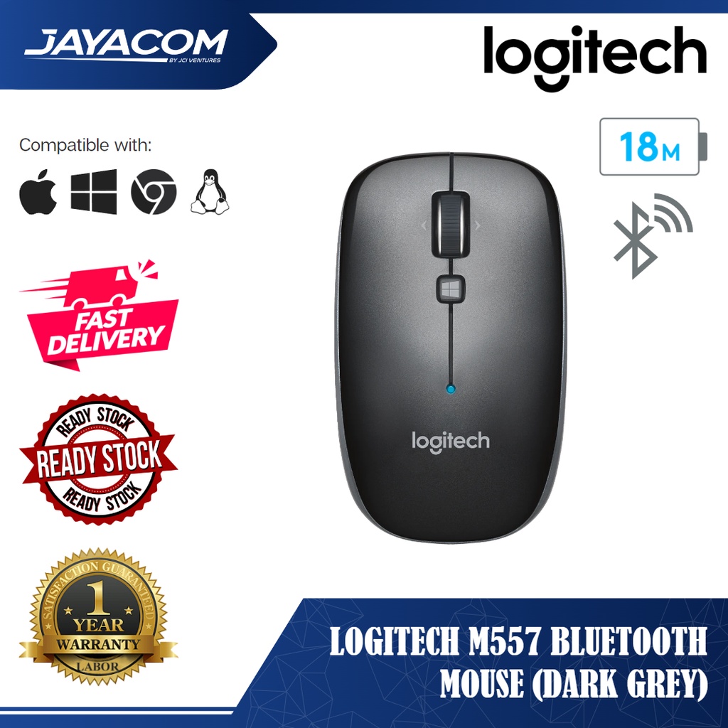 Logitech M557 Bluetooth Mouse (Dark Grey) | Shopee Malaysia