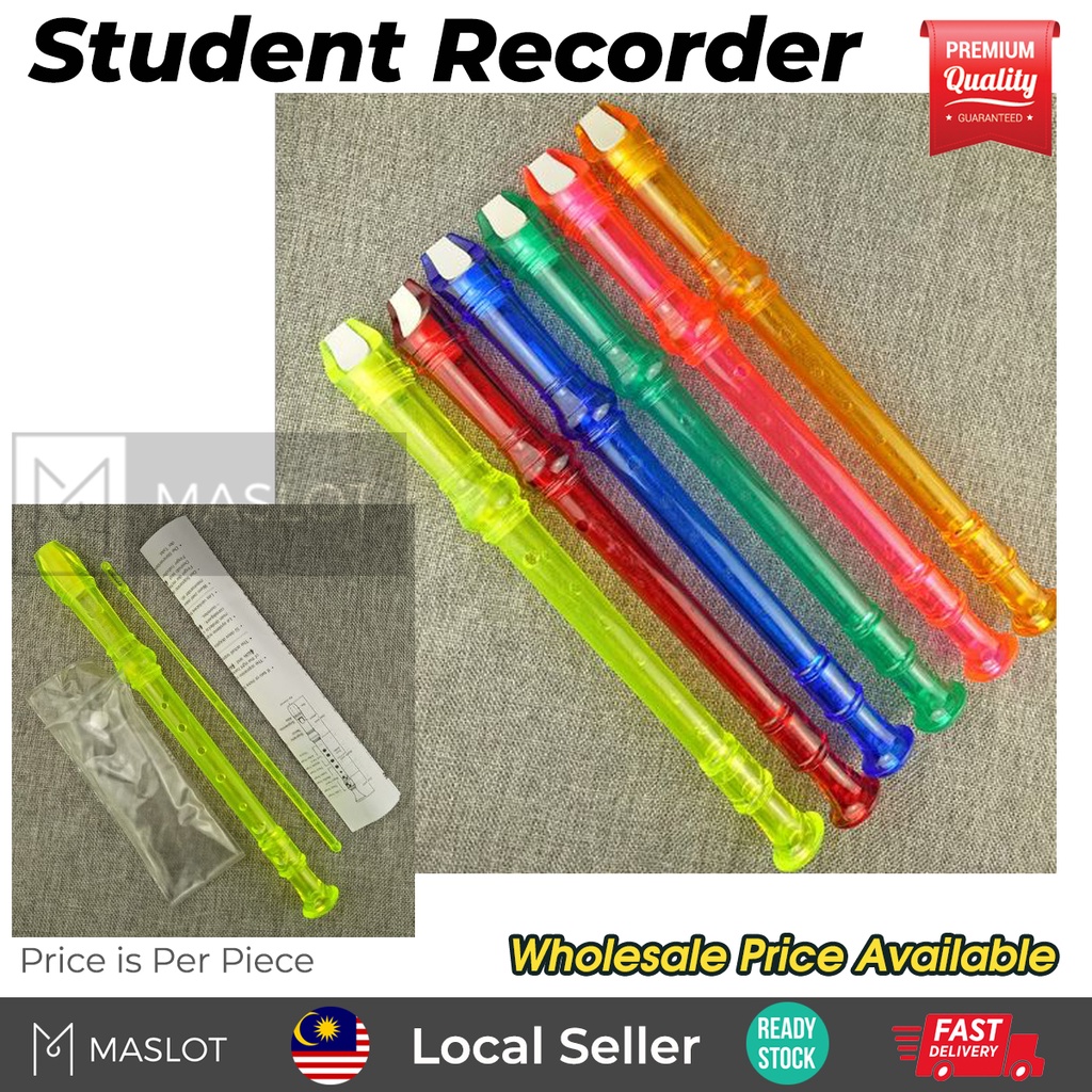 Student Soprano Descant Recorder Transparent Color Music Instrument ...
