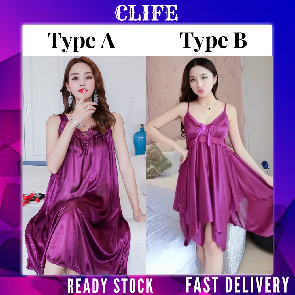 CLIFE🎁Plus Size (Fit Till XXL) Women Nightwear Comfy Silk Dress Women ...