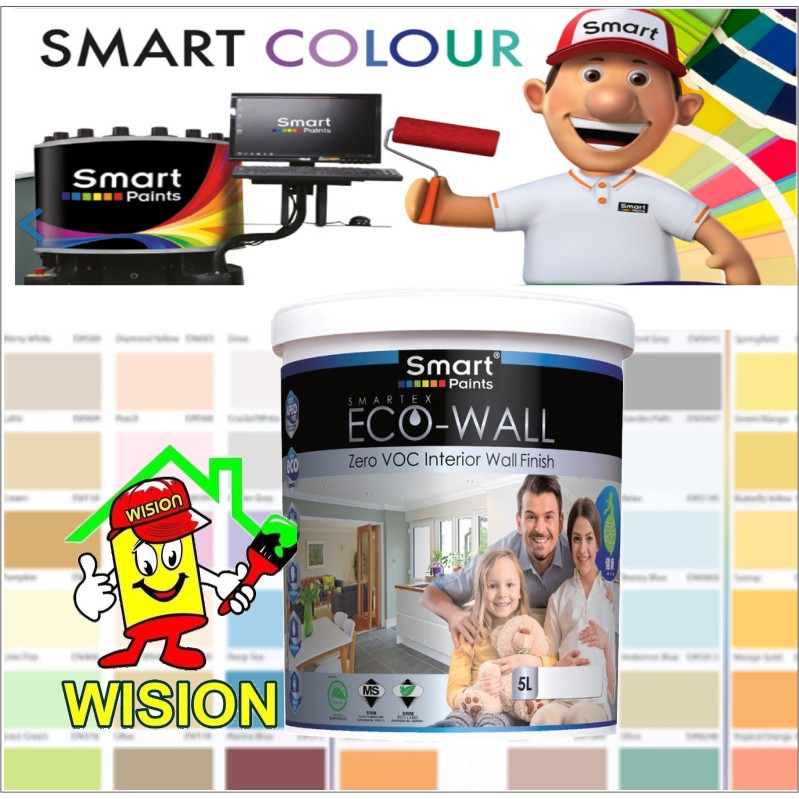 18 LITER Smart Paints SMARTEX ECO-WALL / INTERIOR PAINT / Cat Rumah Dalam | Shopee Malaysia