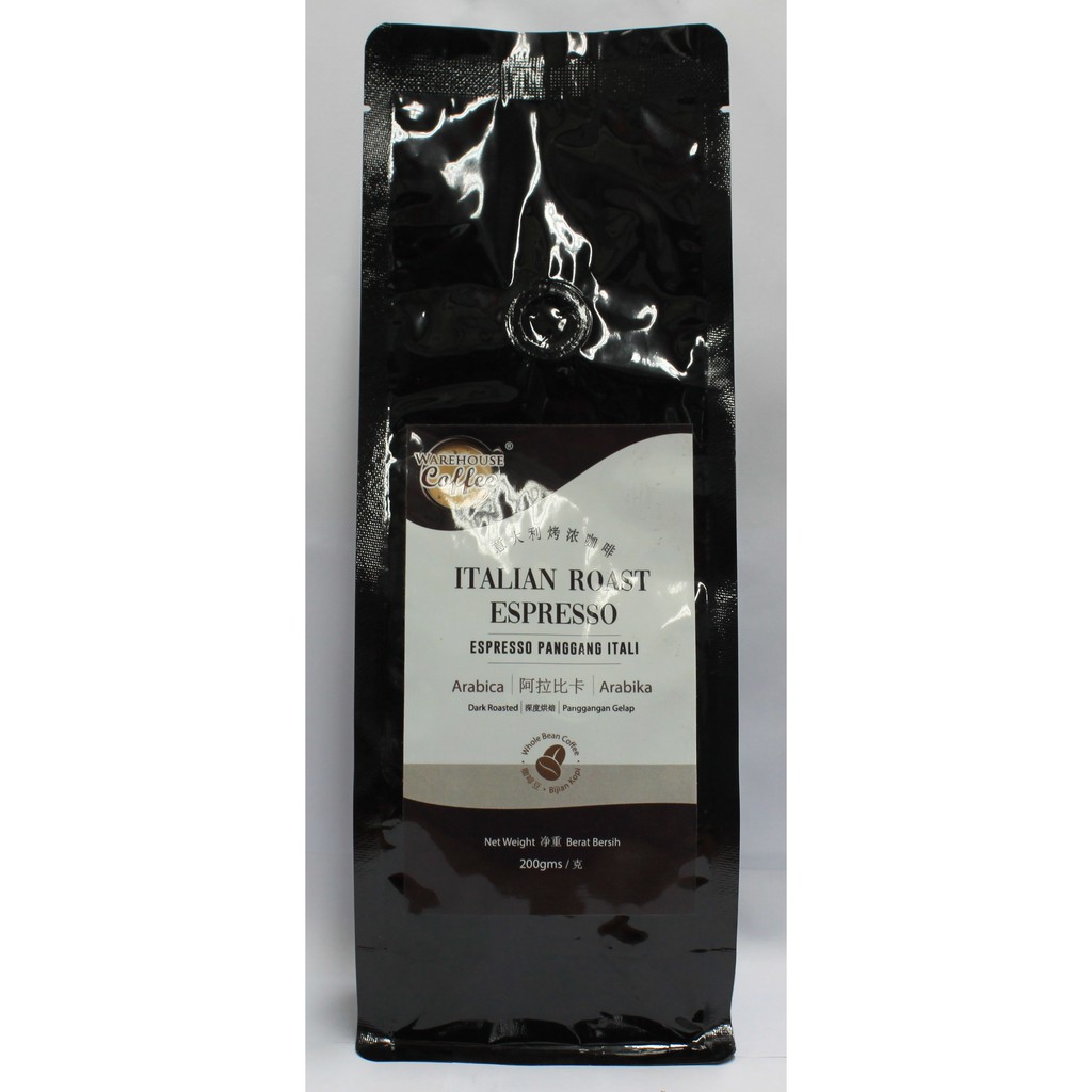 Warehouse Italian Roast Dark Roasted Arabica Beans (200 gram) | Shopee ...