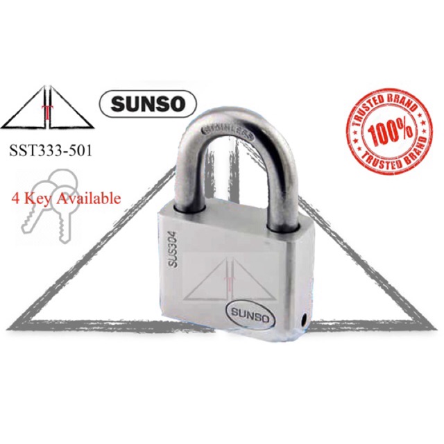【100%Ori 🔥】 SUNSO SS304 50MM SST-333-501 Pad Lock | Shopee Malaysia