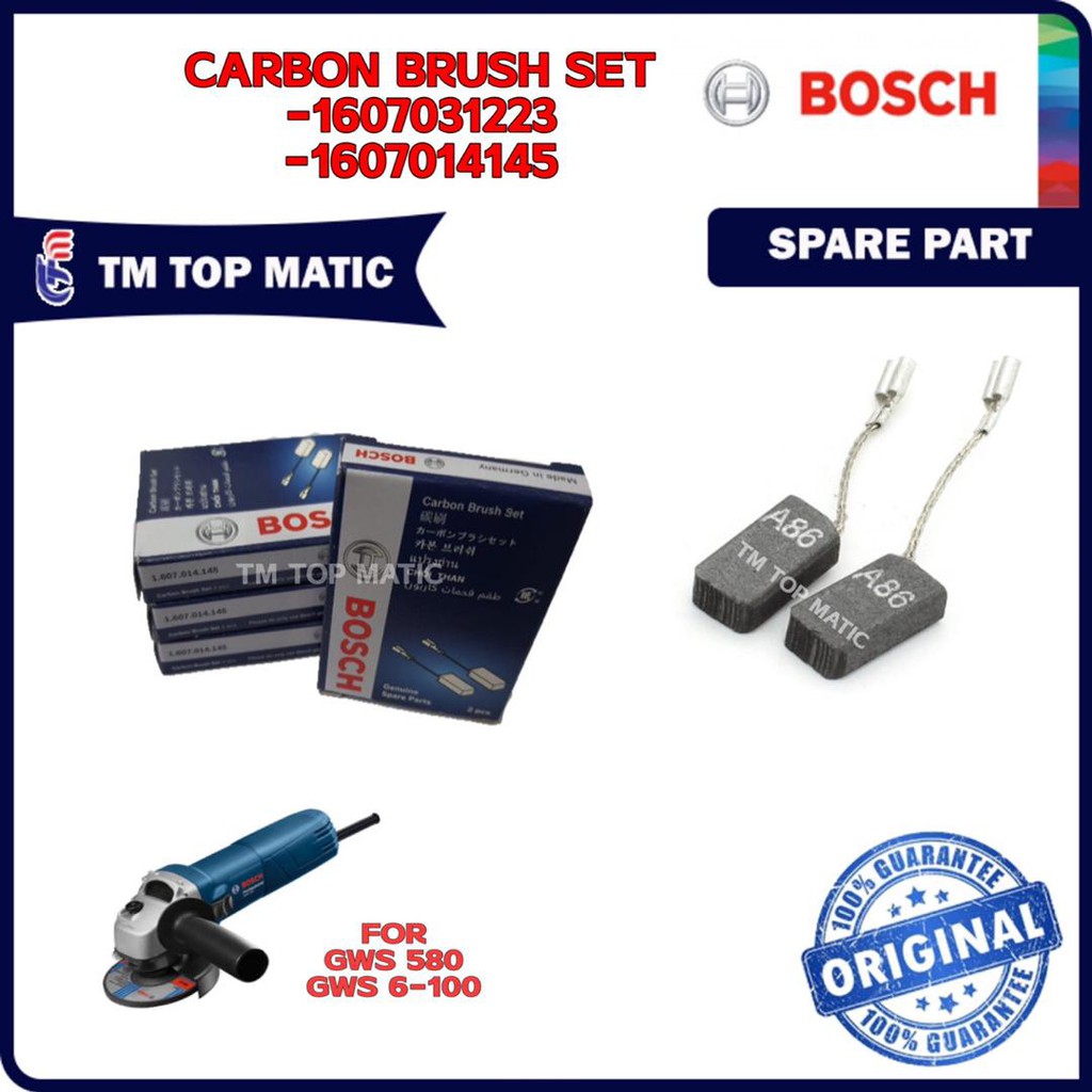 BOSCH Carbon Brush Set - 1 Pair for GWS6-100 GWS060 GWS580 GWS750-100 ...