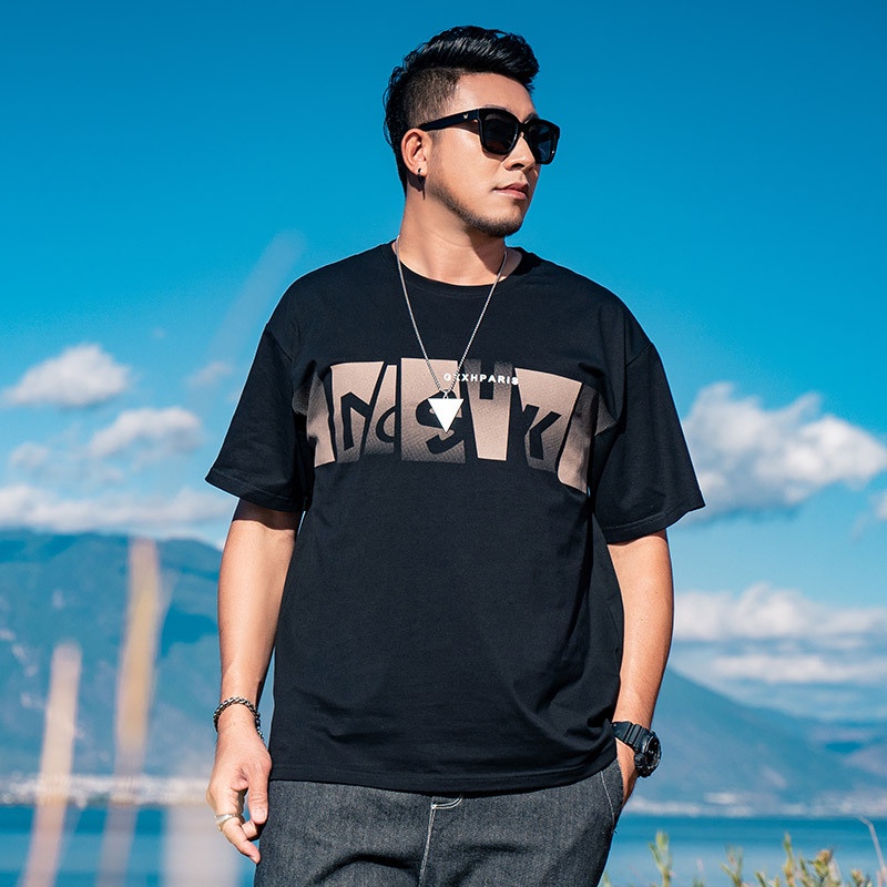 Raya 2024 2XL-7XL oversized tshirt Tshirt fat personality stamp hip-hop ...