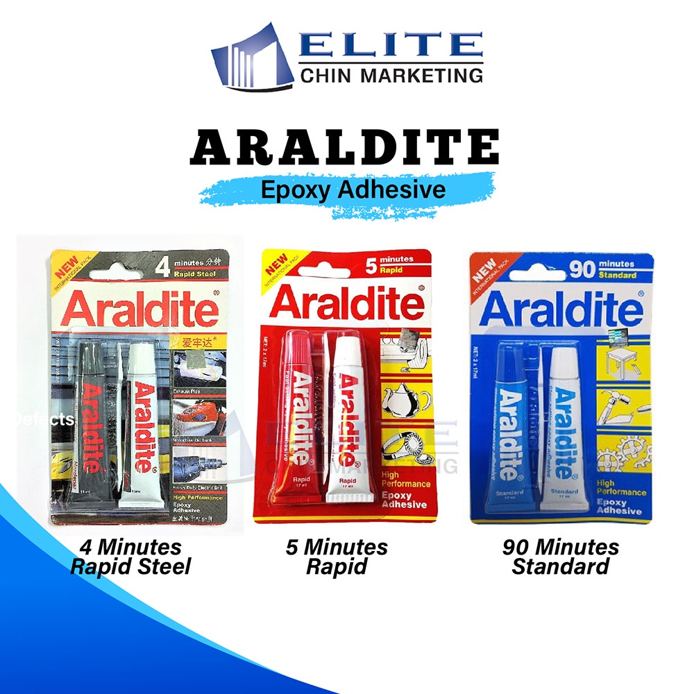 ARALDITE Rapid High Performance Epoxy Adhesive Glue RED/GREY/BLUE 2 x ...