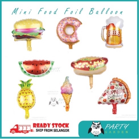 Fruits & Food Mini Foil Balloon / Pizza Hamburger Doughnut Beer ...