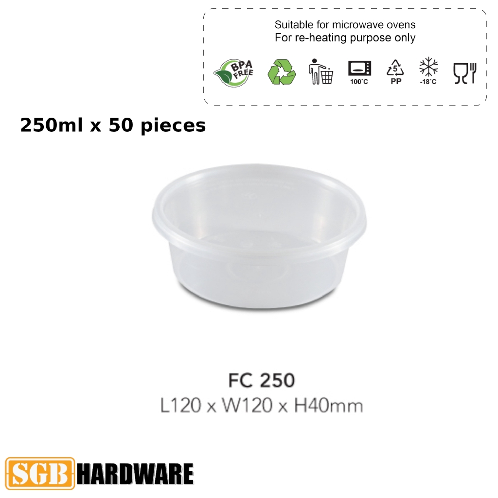 Felton Disposable Microwave Round Food Container FC 250 (250mL x 50 ...