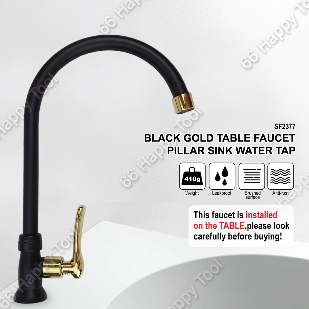 Sofia Black Gold Faucet Pillar Sink Water Tap Wall/Pillar-Mounted 100% ...