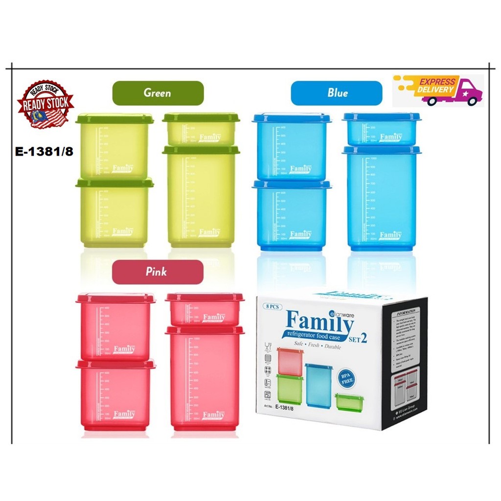 Elianware 4sets E-1381/8 Stackable Plastic Food Containers Food Storage ...