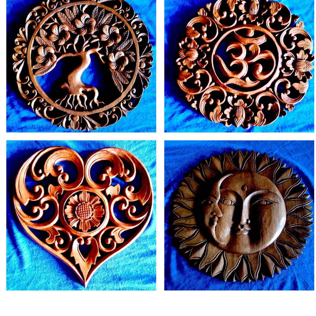 KAYU 30cm Balinese panil wood carving craft. handmade Balinese wall ...