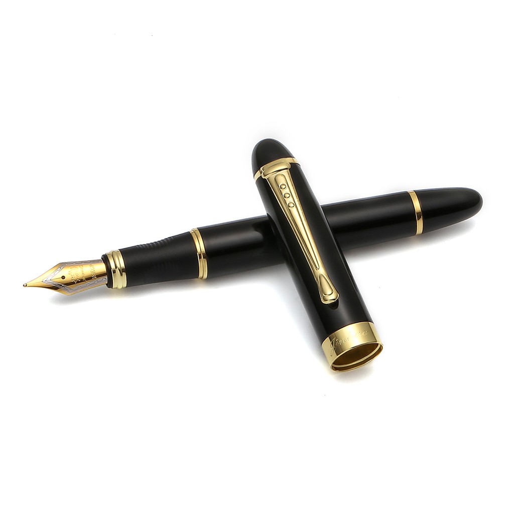Jinhao 450 Classic Fountain Pen, Luxury Gold Trim, Stainless Steel ...