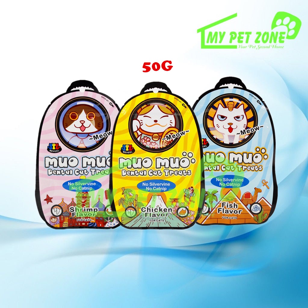 Meveel Muo Muo Dental Cat Treats Fish/ Chicken/ Shrimp Cat Snack 50G ...