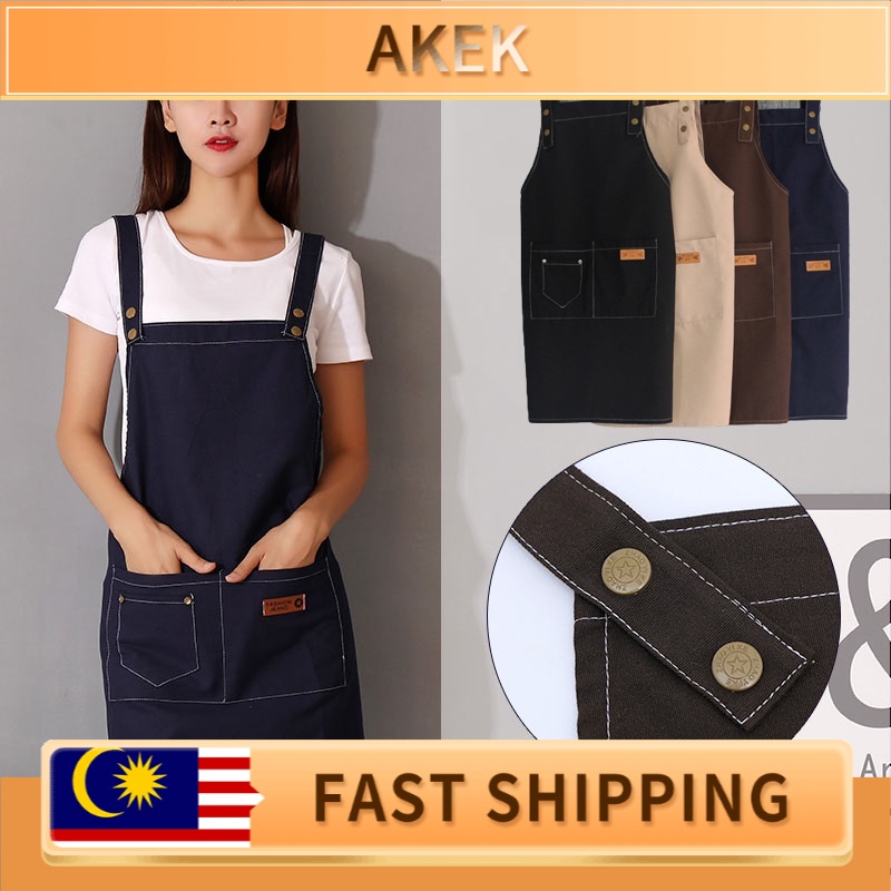 AKEK-Korea Style Apron Kitchen H-Type Strap Design Denim Apron Unisex ...