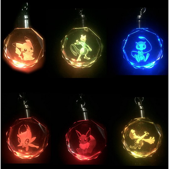 Cartoon Led Pokemon Go Toy Flash Light Keychain Action Figure Pikachu ...