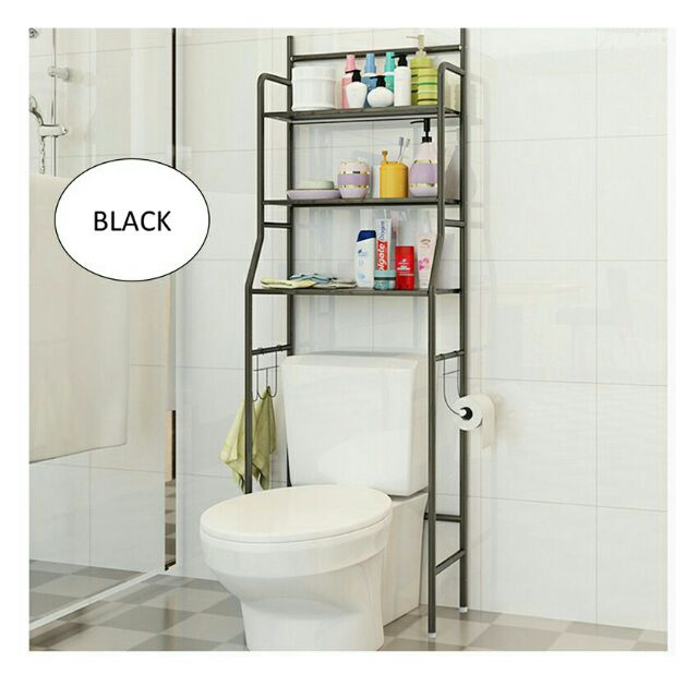 3 TIER BATHROOM AND TOILET ORGANIZER SHELVES RACK (BLACK) | Shopee Malaysia