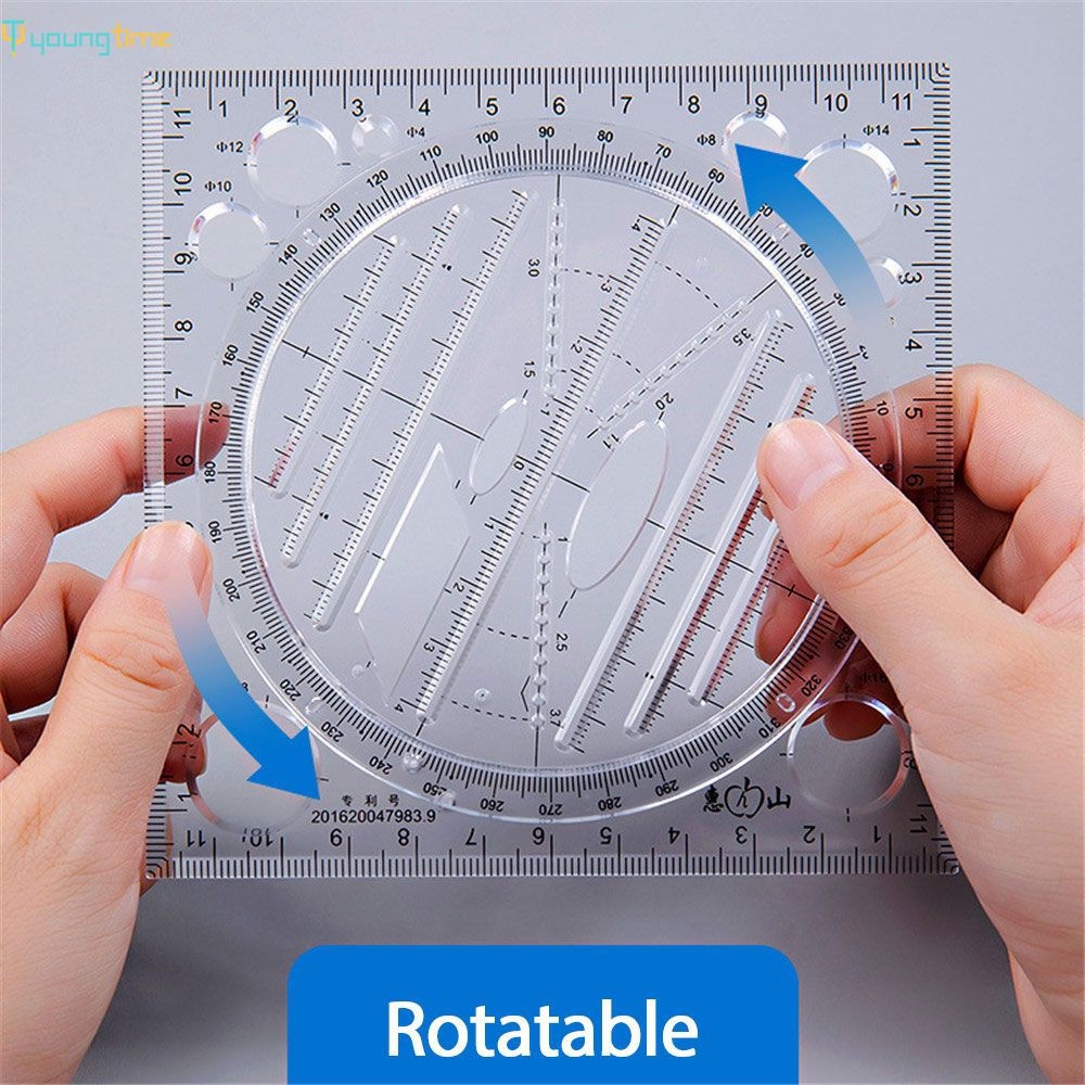 Multifunctional Detachable Rotating Universal Ruler Set Mathematics ...