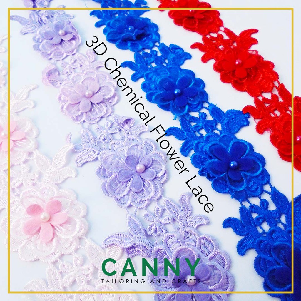 CHEMICAL FLOWER LACE / RENDA BAJU BUNGA [KOD 20012384] (1 METER ...