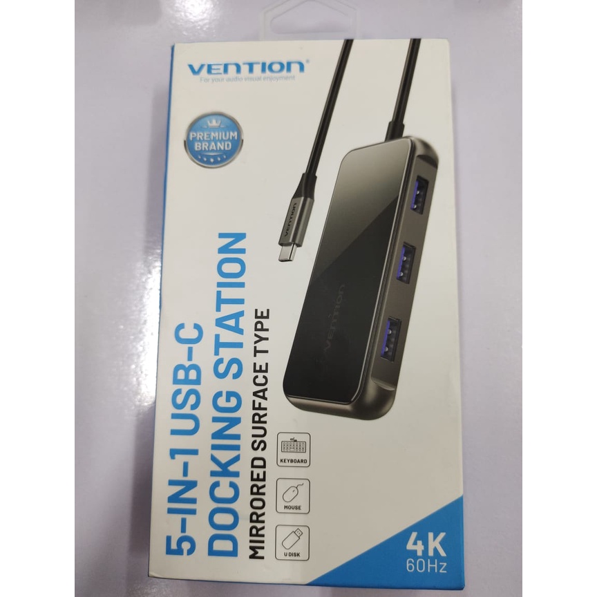 Vention 5-IN-1 USB-C Docking Station Mirrored Surface Type *Box Dented ...