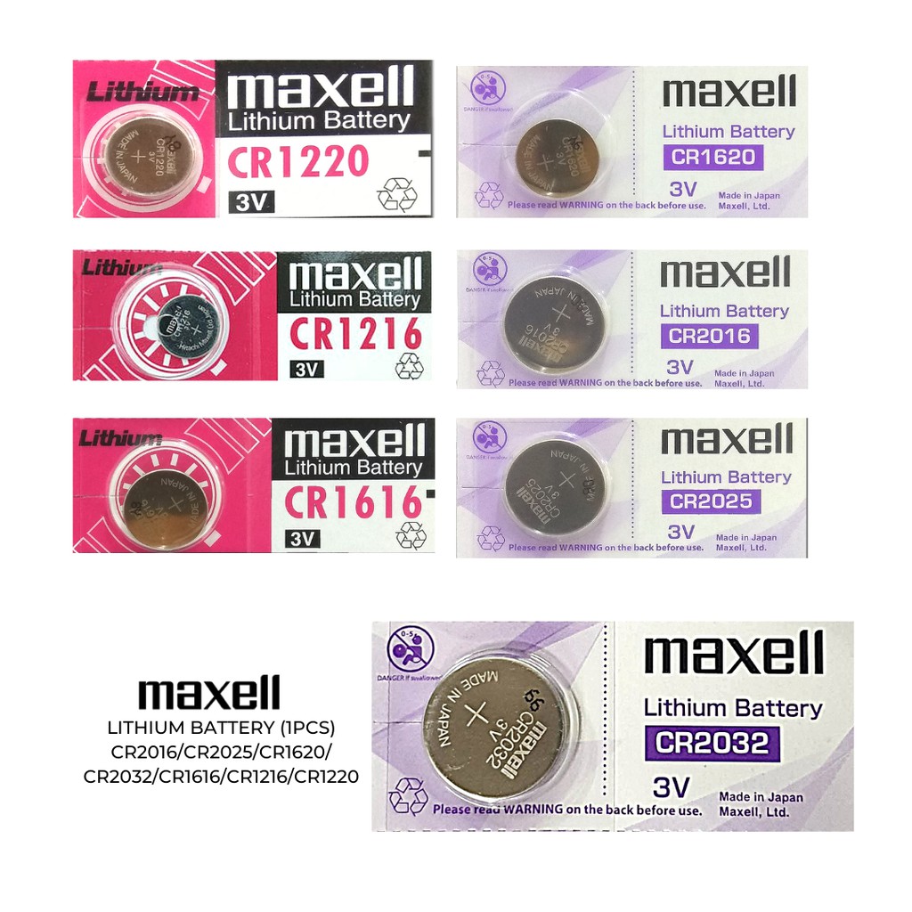 Maxell 3V Lithium Battery (1Pcs) - CR2016 / CR2025 / CR2032 / CR1220 / CR1616 / CR1216 / CR1620 ...