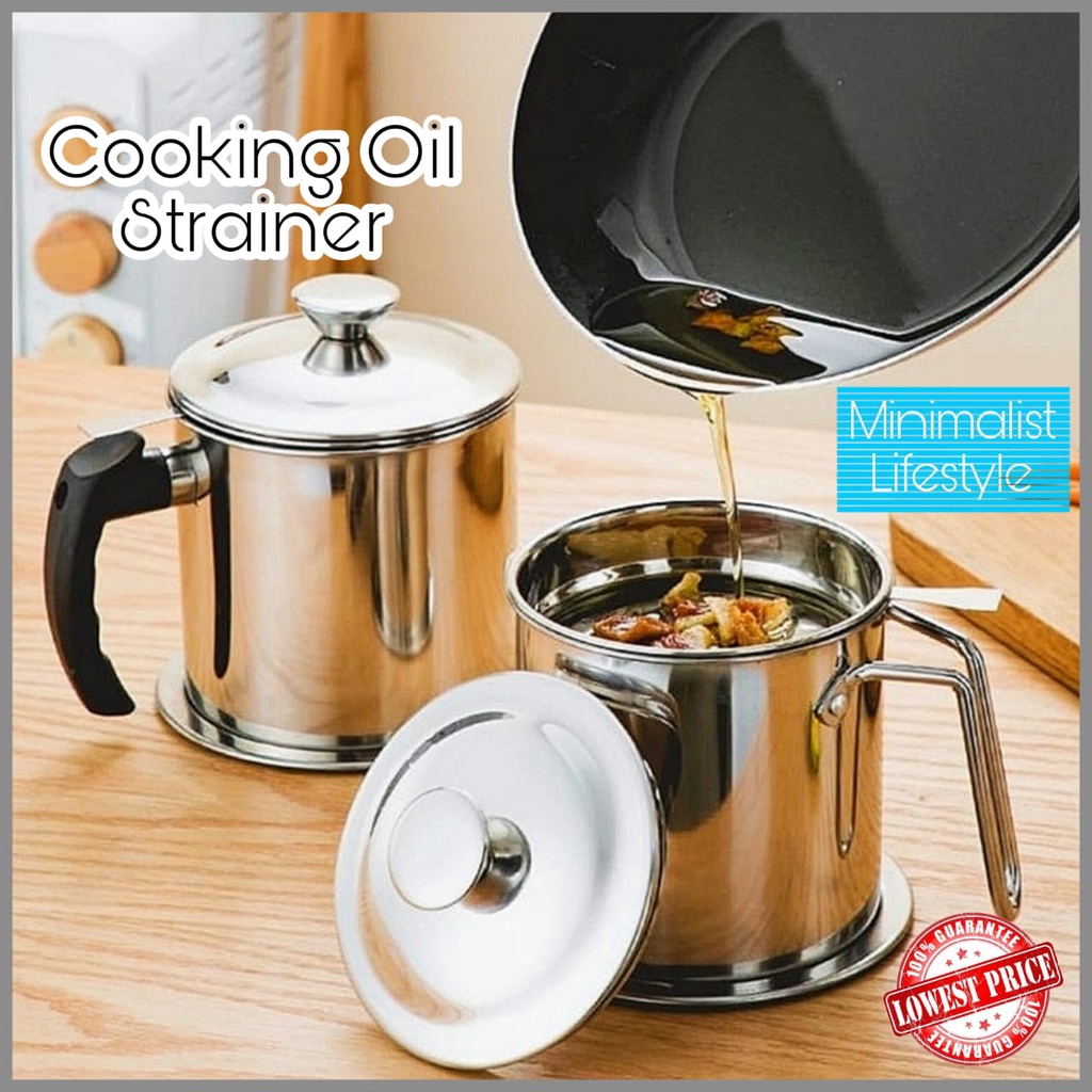Stainless Steel Oil Cup Oil Filter Pot Oil Storage Cup With Fine Mesh ...