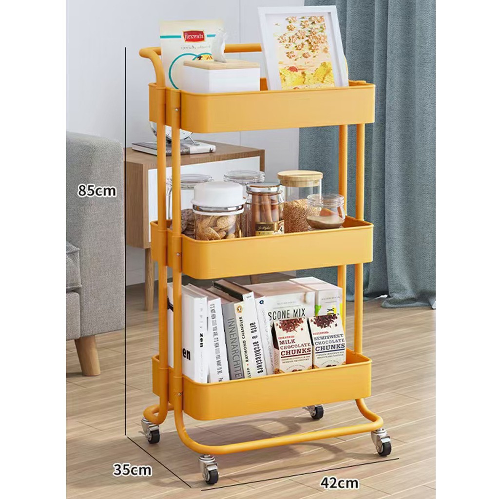 3 Tiers Trolley Storage Rack / Office Shelves Home Kitchen Trolley ...