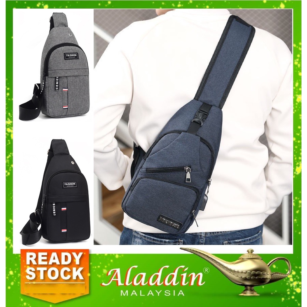 Aladdin USB Canvas Charging Men’s Chest Pouch Messenger Bag Sling 12G2 ...