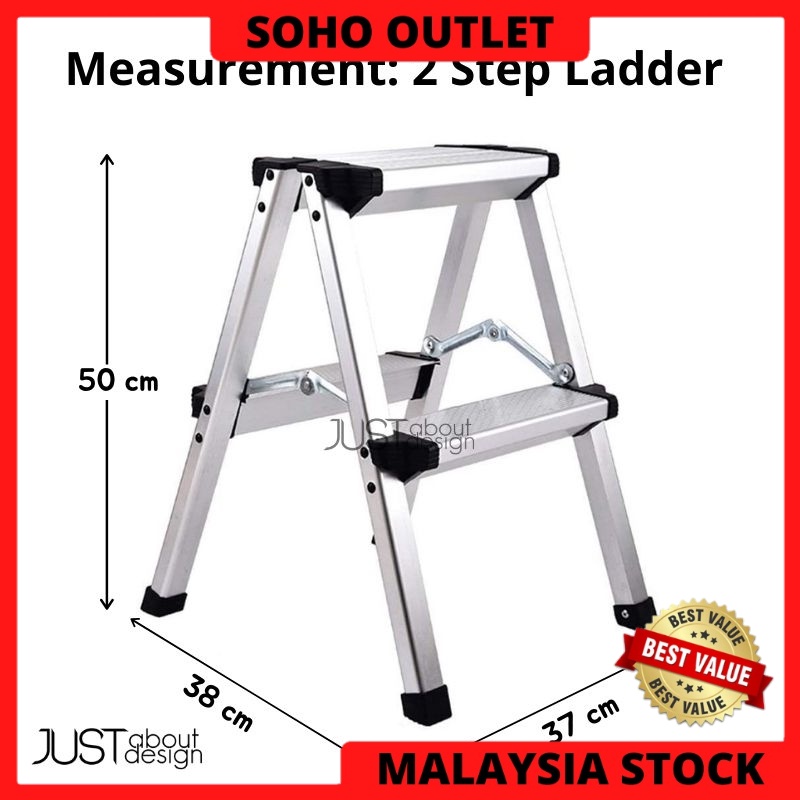 Tangga Lipat 2/3 Langkah Kukuh Tahan Lasak 2 Step Ladder 50cm 1 Step ...