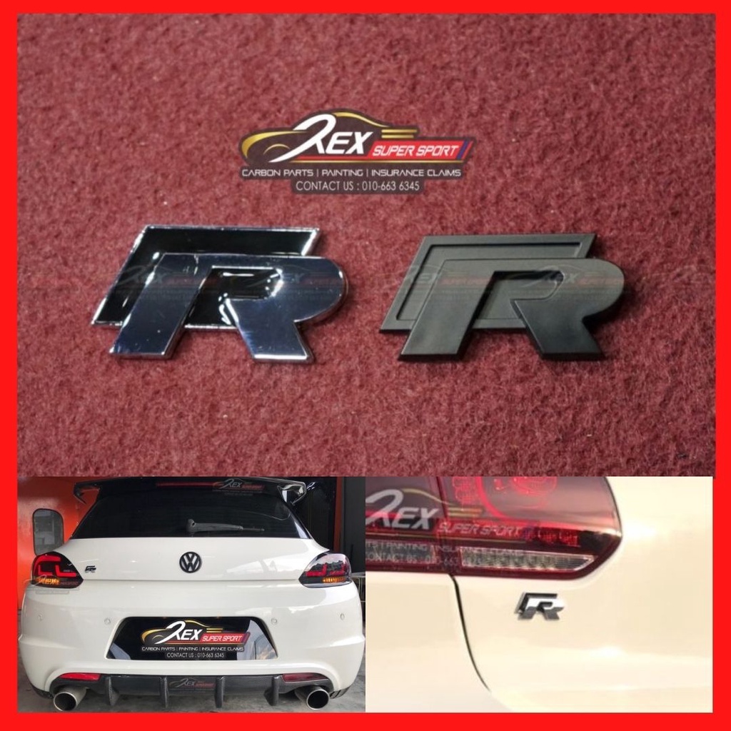 All Volkswagen Rear R Emblem Matte Black Chrome Logo Badge Golf Mk5 Mk6 ...