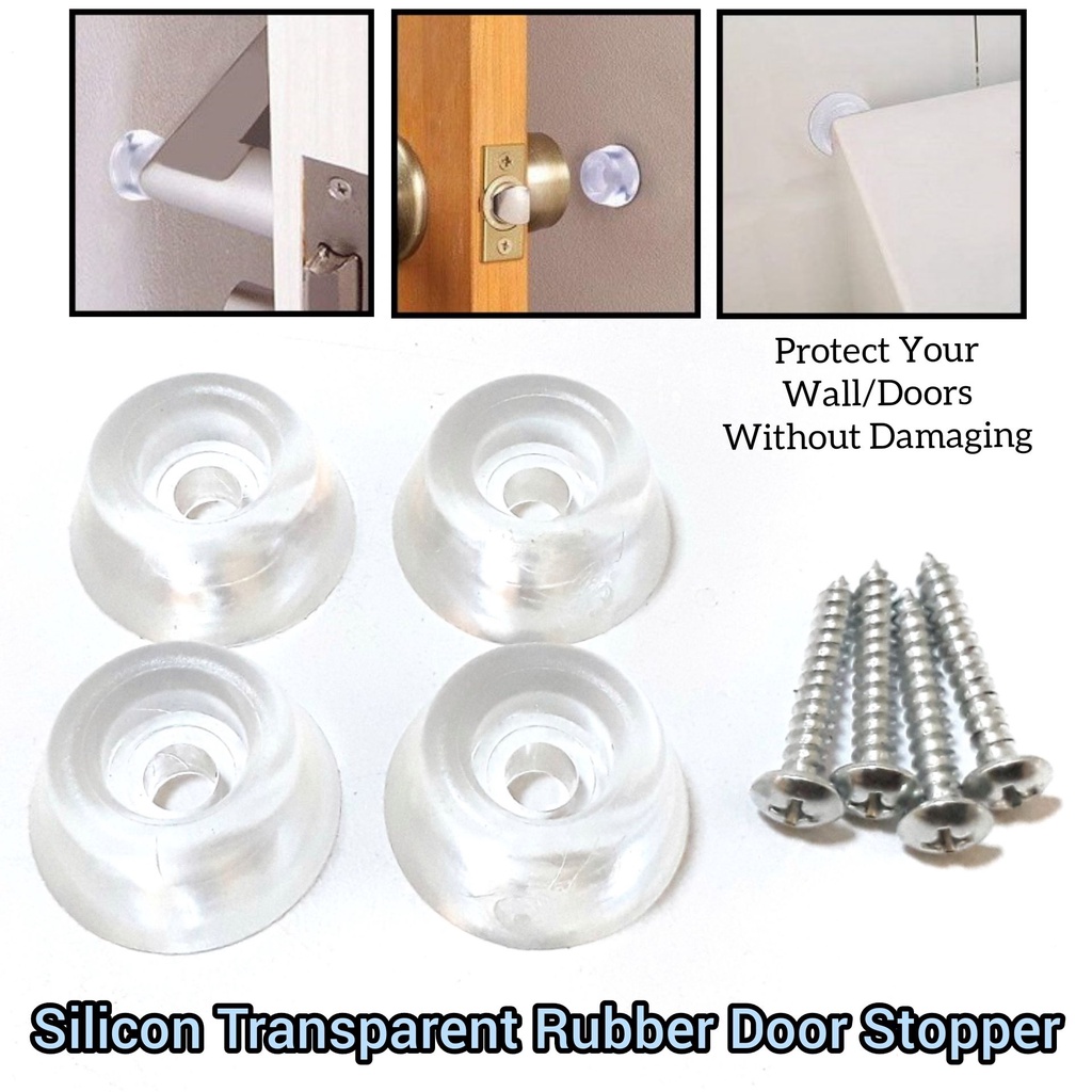 Silicone Rubber Wall Door Stopper Bumper Guard Bush With Free Screw (4x ...