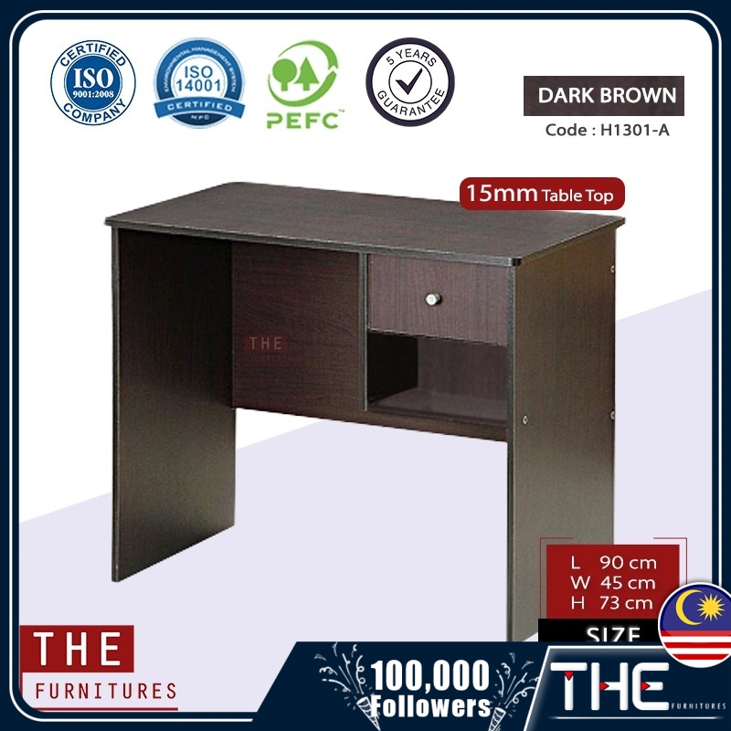 THE L90cm Writing Table Office Table Solid Board with 1 Drawer | Shopee ...