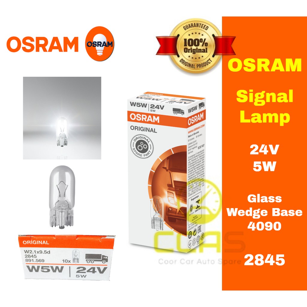 Osram Bulb 2845 - 4090 24V 5W - Signal Lamps - Glass Wedge Base ...
