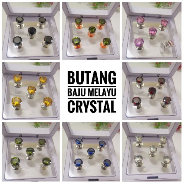 1 SET (5 PCS) BUTANG BAJU MELAYU CRYSTAL ZIRCON BULAT 9MM / 10MM ...